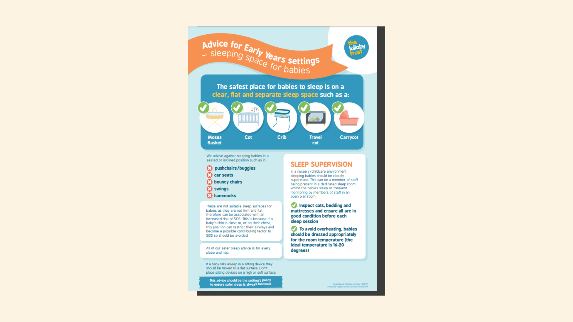 Advice for early years settings poster | The Lullaby Trust